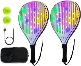 Generico Tennisschläger für Erwachsene, Tennisschläger mit USB-Aufladung und EVA-Aufladung, Kohlefaserschläger mit 2 Bällen für Kinder, Jugendliche und Erwachs