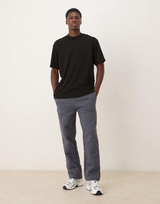 Asos Hochwertige Jogginghose aus schwerem Stoff in Marineblau mit geradem Bein, 650 g/m²