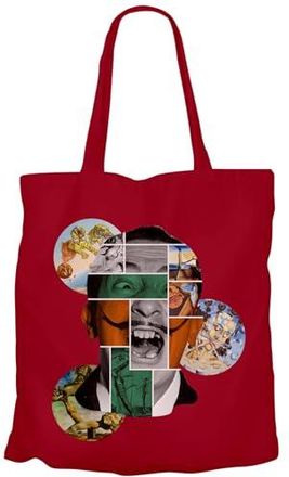 Fabulous Tote Bag Sac Shopping en Toile Rouge - Salvadore Dali Collage Art Artiste Peinture Surrealisme - 10 L