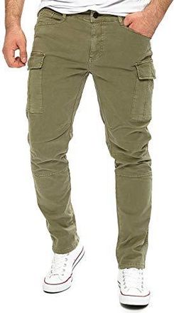 Yazubi Jayden - Pantalons de Travail pour Hommes Élastiques - Jeans Cargo pour Hommes - Pantalons Cargo en Coton, Vert (Dusky Green 170517), W31/L34