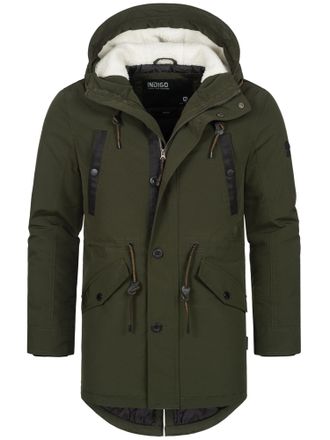 Indicode Herren INBenicio Parka mit gef&uuml;tterter Kapuze & Teddyfell-Futter | Winterjacke Winterparka M&auml;nner Army, XXL