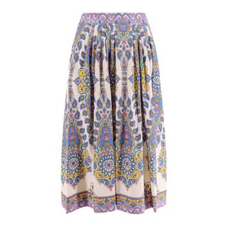 Etro Femme, Jupes, Multicolore, Taille: 40 FR Jupe Beige Taille Haute avec Poches