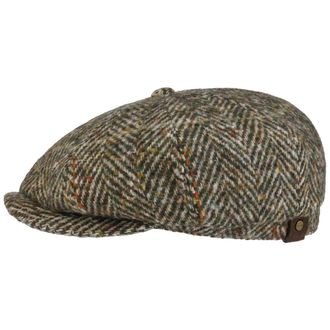 Stetson Hatteras Herringbone Flatcap Herren aus Schurwolle Baumwollinnenfutter Herbst Winter beige 55 cm