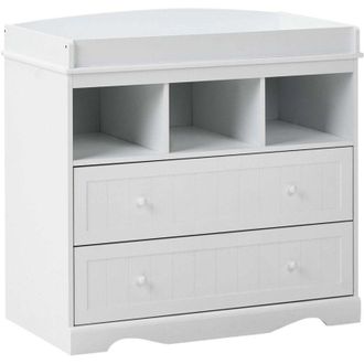 Beliani Table &agrave; Langer Moderne en Panneaux de Particules et MDF avec &Eacute;tag&egrave;res et Tiroirs Meuble Chambre Enfant Blanche Virden