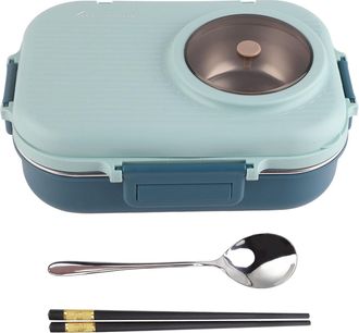 CHICIRIS Isolierte Box, 3 Fächer, Edelstahl Lunchbox, Lebensmittelbehälter mit Löffel, Stäbchen und Suppenschüssel für Büro, Schule, Camping, Erwachsene, Kinde