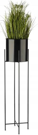 HowHomely Moderne Blumenst&auml;nder Metall 95 cm Hoch mit Schwarz Blumentopf Rund 21 cm &Oslash; auf Robuste St&auml;nder - Pflanzenst&auml;nder im Loft-Stil f&uuml;r die Innendekoration
