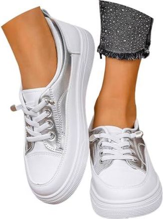 Generic Mocassins plats pour femme - Confortables et respirants - Chaussures plates &agrave; lacets - Mocassins &agrave; enfiler - Baskets basses - Pour la course, le fitne