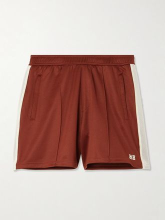 Wales Bonner Motion Shorts Aus Jersey Mit Mesh-eins&auml;tzen Und Stickerei - Braun