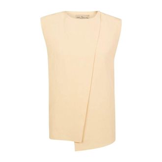 Cortana Femme, Tops, Beige, Taille: 38 FR Haut cache-coeur en lin et soie