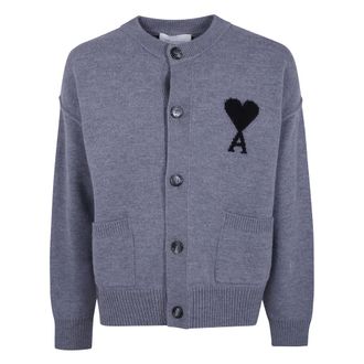 Ami Quota Ami De Coeur Rundhals-Strickjacke - - Knitwear - Herren - Grau - XL