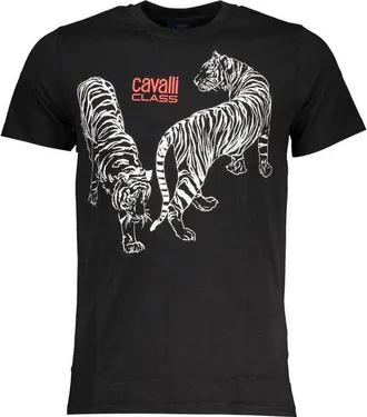 Cavalli T-Shirt Elegantes schwarzes Rundhals T-Shirt f&uuml;r Herren