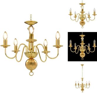 vidaXL Vidaxl - Kronleuchter - Living Kronleuchter Golden 5 x E14-Glühbirnen - Gold