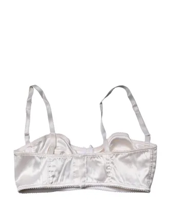 Dolce & Gabbana Womens White Semi-Pad Underwire Balconette Bra Underwear Elastane Silk Clothing