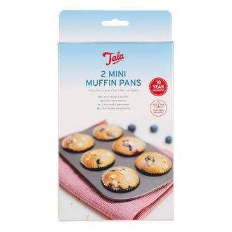 Tala Mini-Muffin-Backform 2 - Antihaftbeschichtetes Backblech, Gleichm&auml;&szlig;ige W&auml;rmeverteilung, f&uuml;r Cupcakes, Snacks & H&auml;ppchen - Karbonstahl, Sp&uuml;lmaschinenfe