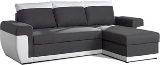 Best Mobilier Canap&eacute; dangle Convertible Milan en Tissu Et Simili - Canap&eacute; Lit - Sofa Blanc/Gris 4 Places - Salon