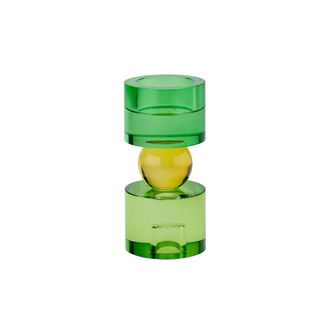 Gift Company Kerzen- und Teelichthalter Sari S, Windlicht, Dekolicht, Kristallglas, Gr&uuml;n, Gelb, 15.2 cm, 1097003008
