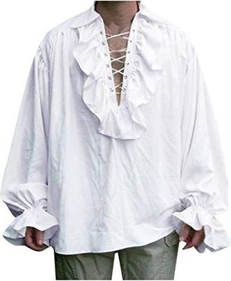Generic Chemise habill&eacute;e &agrave; manches bouffantes pour homme, chemise &agrave; volants pour homme, chemises de qualit&eacute; sup&eacute;rieure, confortables et l&eacute;g&egrave;res, respirantes, 