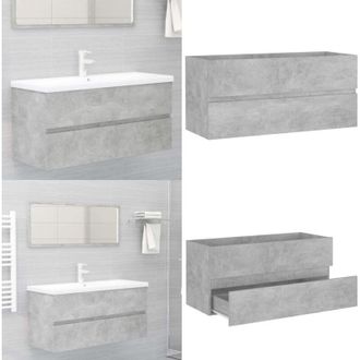 vidaXL Waschbeckenunterschrank Betongrau 100x38,5x45 cm Holzwerkstoff - Waschtischschrank - Badezimmerm&ouml;bel - Betonlook - Grau - Holzwerkstoff - Home &