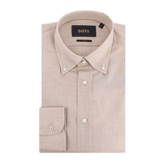 HUGO BOSS Homme, Chemises, Beige, Taille: M Chemise en coton coupe ajust&eacute;e