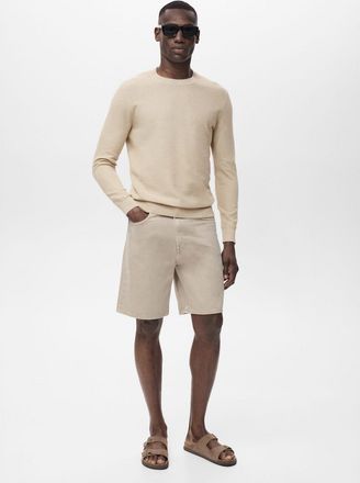 Mango Pull-over maille coton microstructure beige - Homme - XXL - MANGO MAN