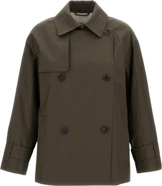 Max Mara Femme, Manteaux, Brun, Taille: 34 FR Short Double-Breasted Trench Zeno