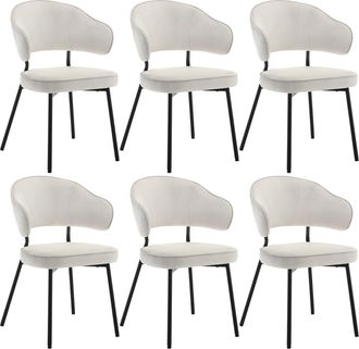 Woltu 6er Set Esszimmerstühle, Küchenstuhl, Polsterstuhl, Loungesessel, Wohnzimmerstuhl, Design Stuhl, mit Rückenlehne Armlehnen Metallbeinen, gepolstert, S