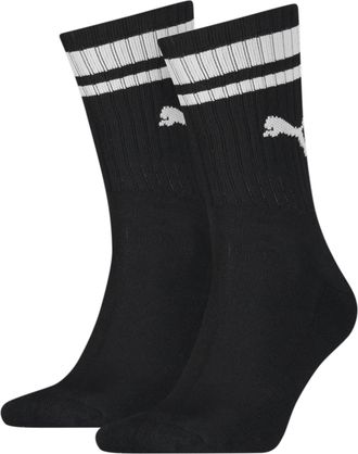 Puma Crew Heritage Stripe Socken Damen (2er-Pack), Kleidung, Schwarz, 35-38