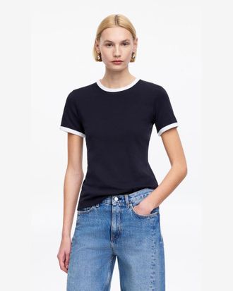 Arket Geripptes T-Shirt -Blau
