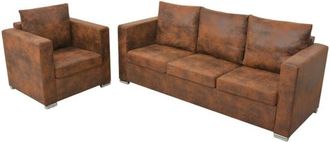 vidaXL Vidaxl - Ensemble de canapés 2 pcs cuir daim synthétique