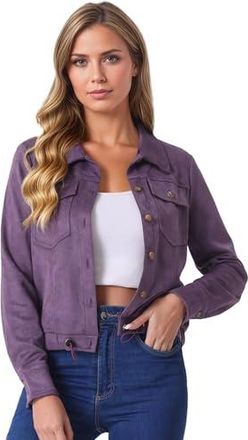 Allegra K Veste de motard décontractée pour femmes avec col pointu et poches plates Mauve L