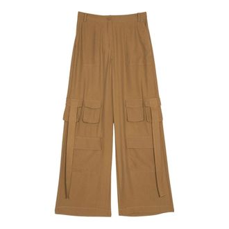 Twinset Femme, Pantalons, Bleu, Taille: 40 FR Pantalon cargo en cr&ecirc;pe de Chine