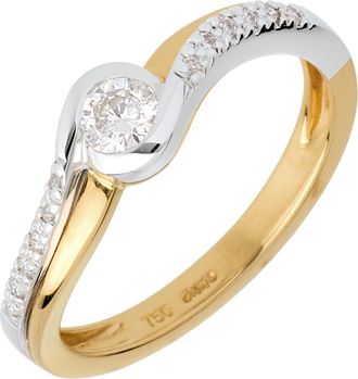 Edenly Solitär Wassermann pavé in Weiss- und Gelbgold - 0.24 Karat