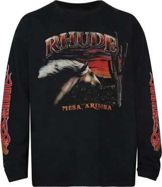 Rhude Homme, Tops, Noir, Taille: M Mesa Stallion T-shirt à Manches Longues