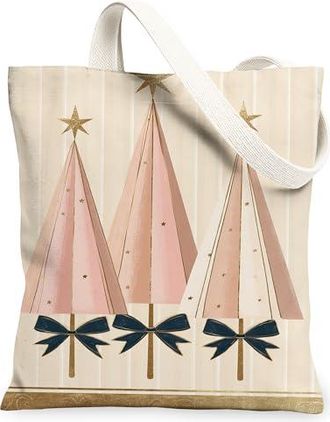 Generic Sacs fourre-tout en toile motif sapin de No&euml;l - R&eacute;utilisables - Vintage - &Eacute;l&eacute;gants - L&eacute;gers - Lavables - Pour voyage, pique-nique, ext&eacute;rieur - 33 x 38
