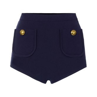 Elisabetta Franchi Strickshorts mit Juwelenkn&ouml;pfen - - Shorts - Damen - Blau - XL