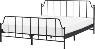 Beliani Bett Metall schwarz Lattenrost 160x200 cm Metallbett Industrie-Design Mauressac