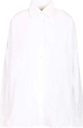 Dries Van Noten Oversized Gestreiftes Baumwollpopeline-Hemd - - Blouses & Shirts - Damen - Wei&szlig; - S