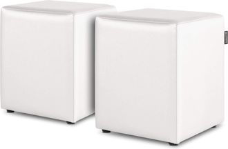 Happers Set aus 2 Sitzwürfeln aus Kunstleder Weiß. Sitzhocker und Fußstütze für das Wohnzimmer oder Schlafzimmer