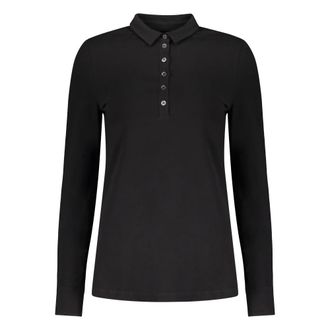 Moorer Langarm Poloshirt - - Tops - Damen - Schwarzk - XL