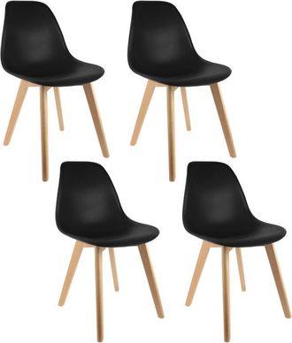 The Home Deco Factory The Home Deco Factory - Chaise Scandinave avec pieds en bois - Noir - Livraison gratuite
