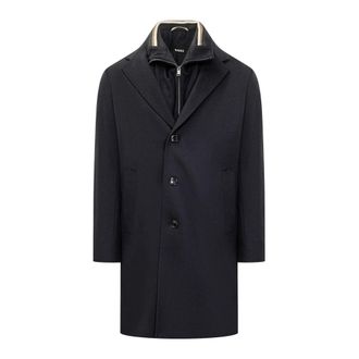 HUGO BOSS Homme, Manteaux, Bleu, Taille: 2XL Manteau coupe droite en laine et cachemire