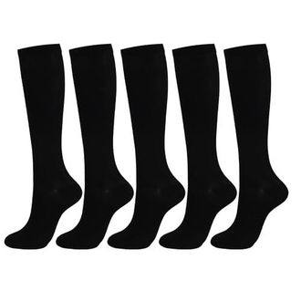 Generic Lot de 5 paires de chaussettes porte-jarretelles - Bas de contention pour hommes et femmes - Turquoise, Noir, taille unique