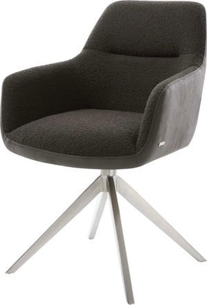 DELIFE Esszimmerstuhl Pejo-Flex Kreuzgestell breit Edelstahl Materialmix Schwarz 360&deg; drehbar Wippfunktion Taschenfederkern
