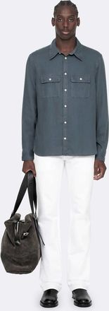 AllSaints Bond Langarmhemd in Schieferblau