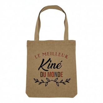 Fabulous Sac Shopping Tote Bag Aspect Lin - Le Meilleur Kin&eacute; du Monde Docteur Sport - Sac de Courses Toile Epaisse 360g Beige Naturel Cabas Port&eacute; Epaule Solide