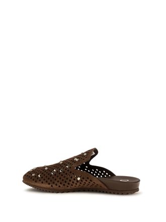 Pedro Garcia Womens Mules Braidy Chestnut Calf Suede Castoro-Greige Leather (bos Taurus) Sandal