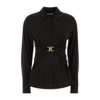 Ferragamo Stretch Viskose Hemd - - Blouses & Shirts - Damen - Braun - 2XS
