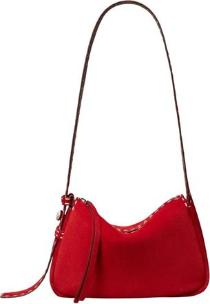 Tory Burch Femme, Sacs, Rouge, Taille: ONE Size Romy Suede Pick Stitch Small Shoulder Bag