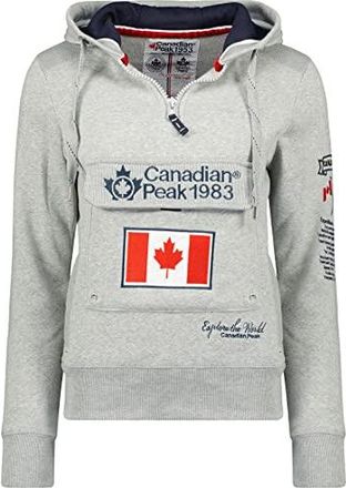 Canadian Peak Gyrelle Lady - Sweat Femme Capuche Avec Poches - Sweatshirt Femmes Manche Pull Manches Longues Chaud - Femme Toute Automne Hiver Printemps Ete (Gris C