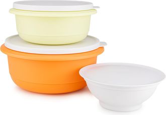 Tupperware Peng Pro Sch&uuml;ssel 2 L orange + 1L gelb R&uuml;hrsch&uuml;ssel Serviersch&uuml;ssel Salatsch&uuml;ssel (inkl. Allegra Wei&szlig; 275ml)